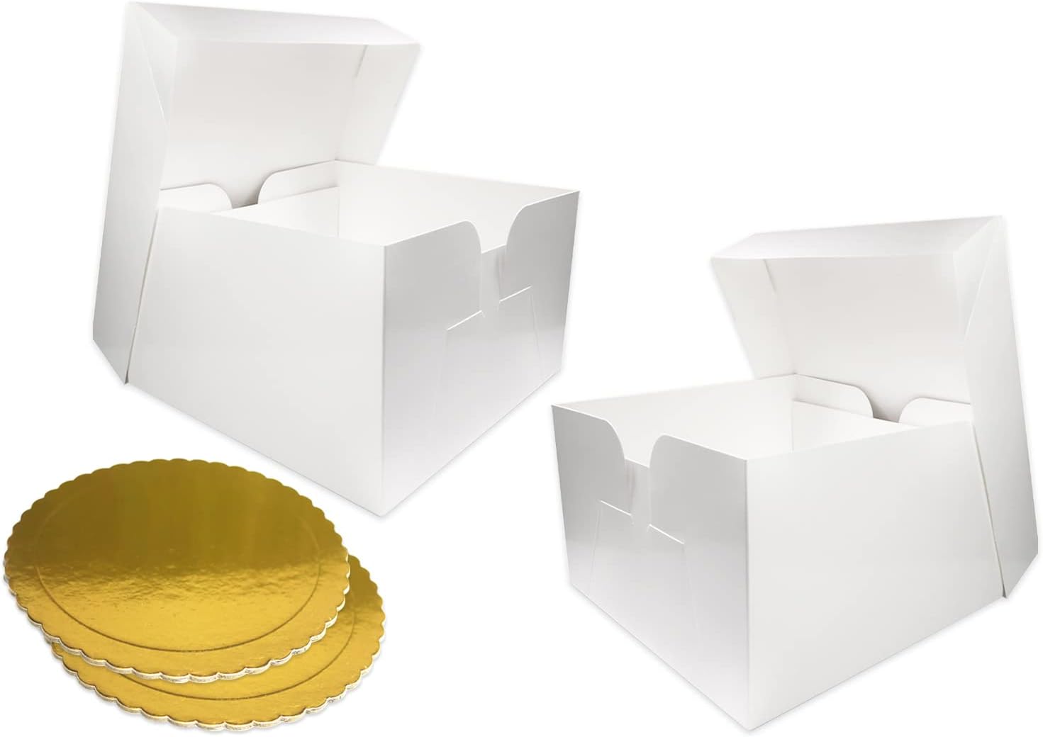 Pack Of 2 White Cake Boxes With Golden Cake Boards 10inch Sturdy Cake pack-of-2-white-cake-boxes-with-golden-cake-boards-10inch-sturdy-cake