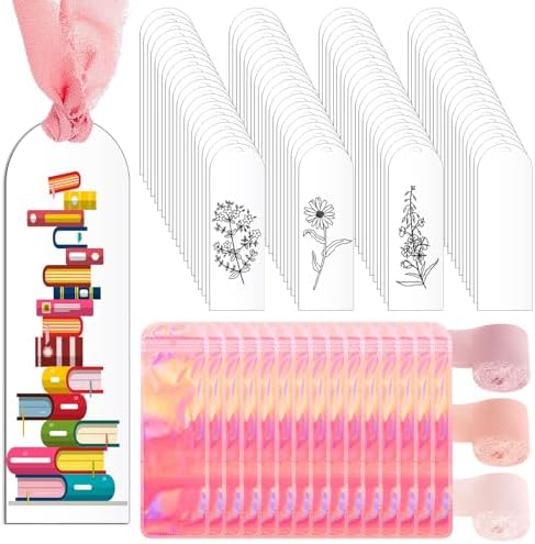 Amazon.com : Yeaqee 50 Pcs Acrylic Bookmark Blanks 2mm Thicken Clear ...