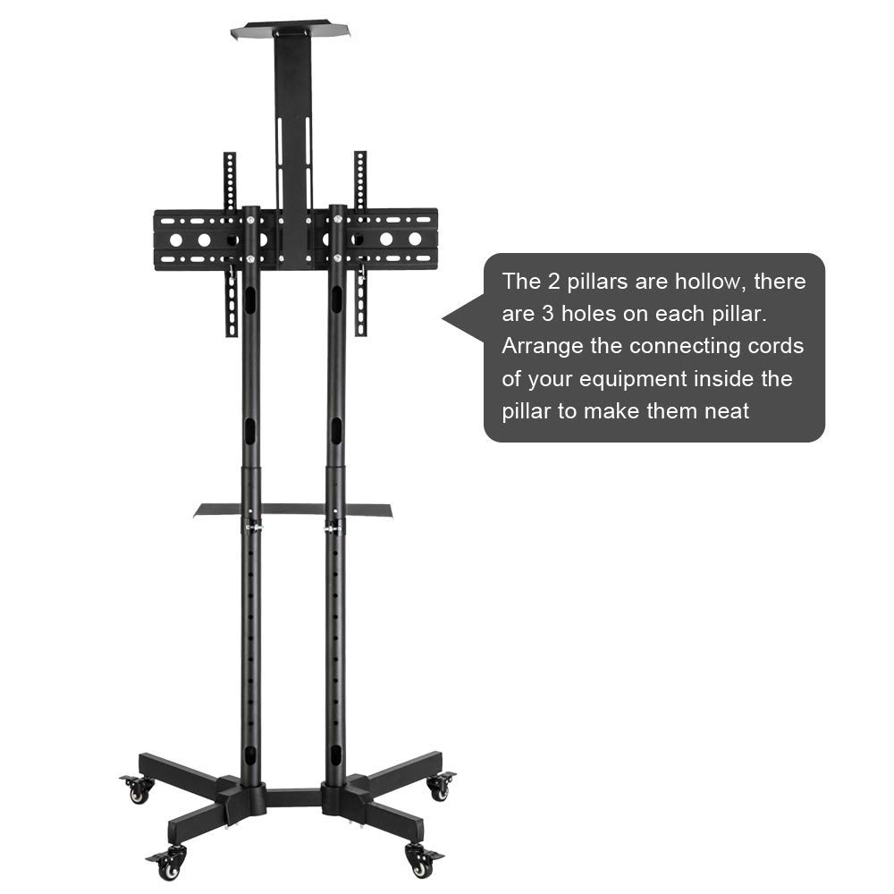 ShowMaven Rolling TV Cart with Wheels for 32" to 70" Flat Curved Panel ...