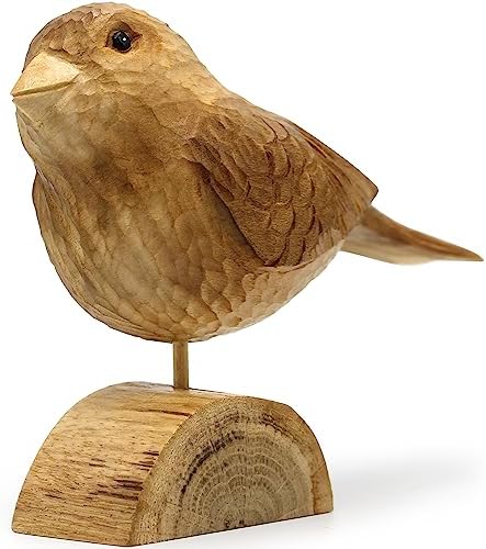 Amazon.com: AEVVV Handcrafted Wooden Sparrow Figurine, 4 inches - Hand ...