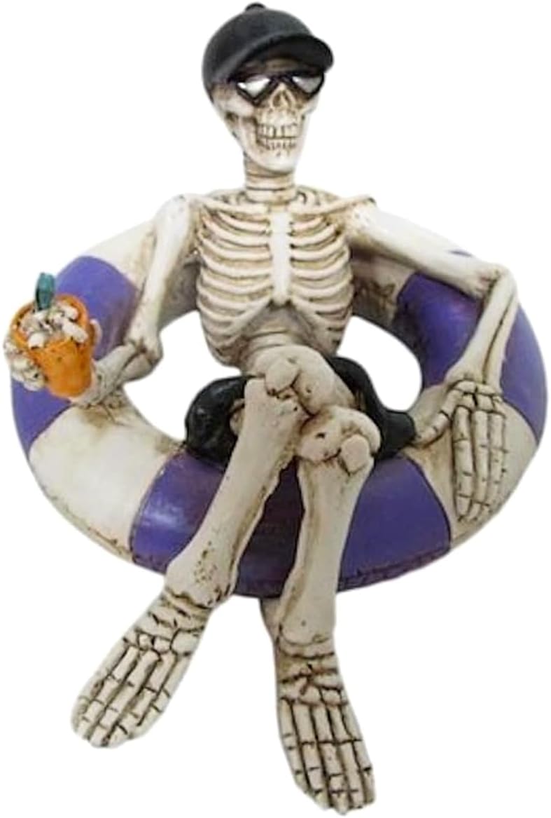 The Bridge Collection Skeleton on Pool Float Figurine - Coastal ...