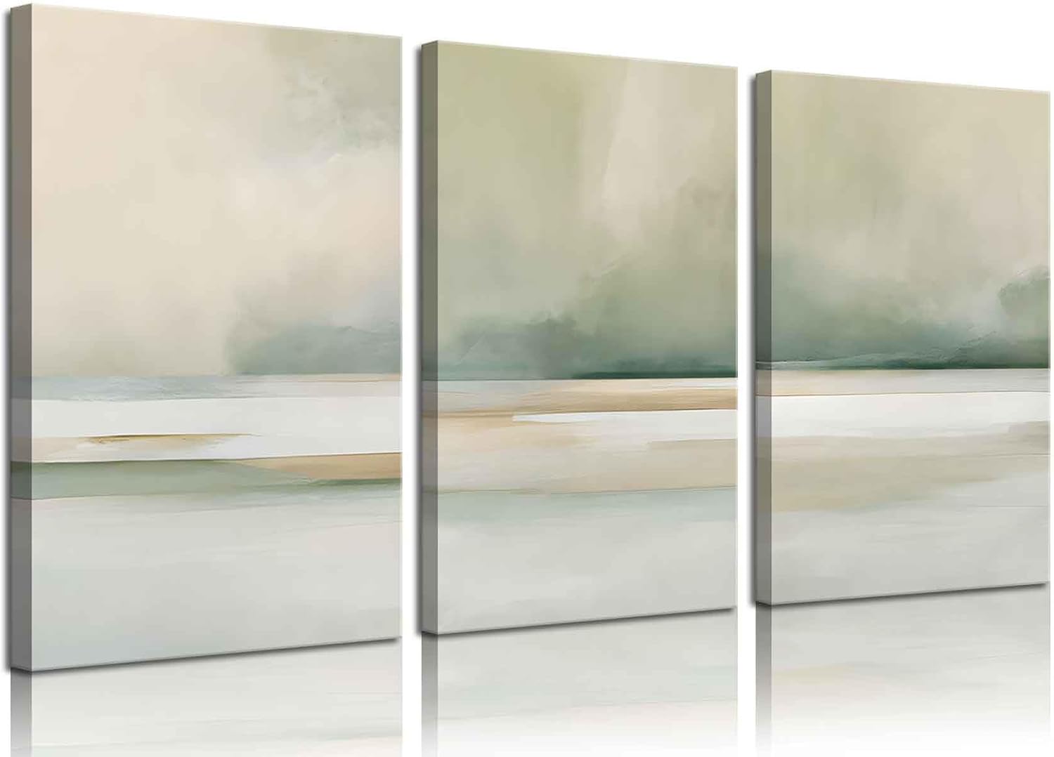 Amazon.com: 3Pcs Sage Green Canvas Wall Art Modern Neutral Abstract ...