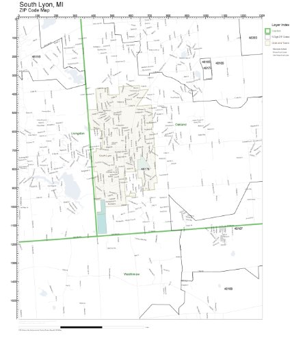Amazon.com : ZIP Code Wall Map of South Lyon, MI ZIP Code Map Laminated ...