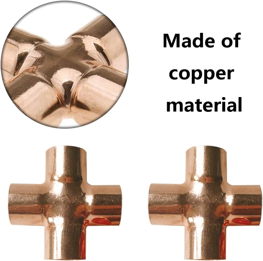 4 Pcs 4-Way Cross Union Pipe Fittings Copper End Cross Connectors Air ...