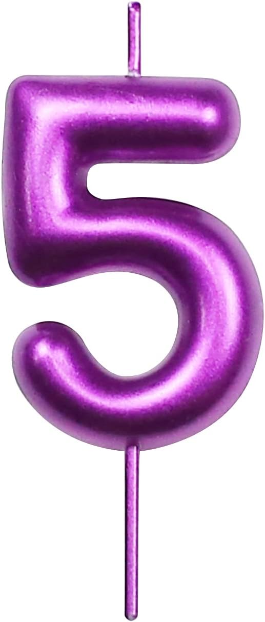 Amazon.com: DERVENTA Number Candle Purple 2.36 inch Party Celebration ...