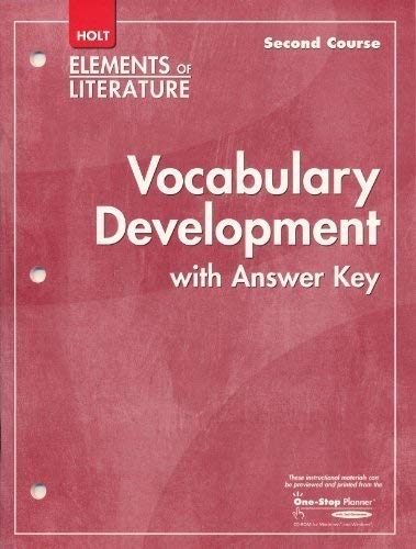 Elements of Literature, 2nd Course, Grade 8: Vocabulary Development ...