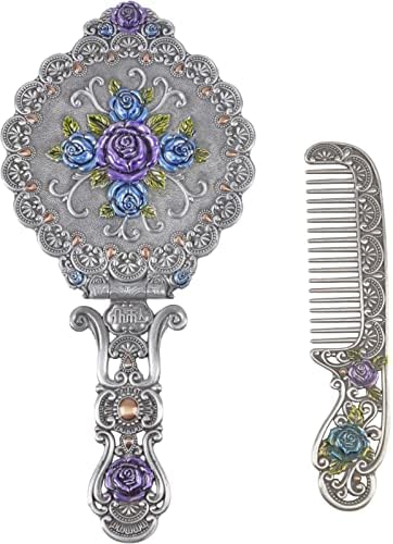 Amazon.com: BIUDECO Vintage Handheld Makeup Mirror and Comb Set ...