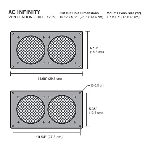 AC Infinity Ventilation Grille, for PC Computer AV Electronic Cabinets ...