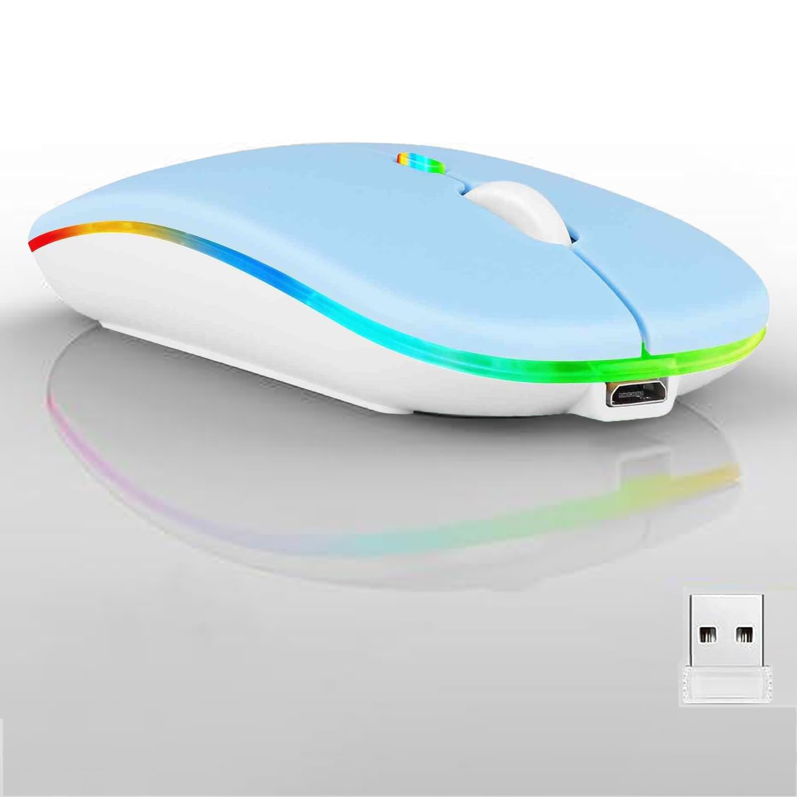 Amazon.com: Guiheng Wireless Bluetooth Mouse,LED Dual Mode Rechargeable ...