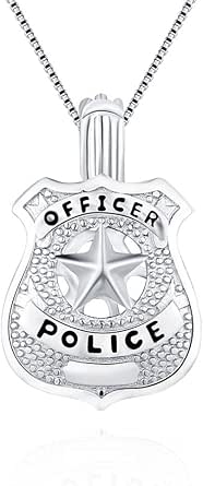 Amazon.com: LGSY 925 Sterling Silver Police Officer Badge Cage Pendants ...
