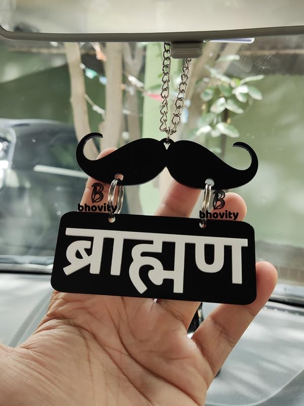 Bhovity® Acrylic Brahman Car Hanging with Mustache Both Side Interior ...