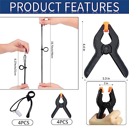 Skyzone 8 Pcs Heavy Duty Spring Clamps Set, Elastic Nylon Backdrop ...