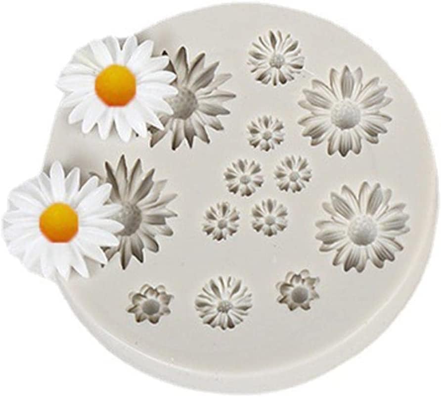 Amazon.com: Cute Daisy Flower Fondant Mold Flower Candy Silicone Molds ...