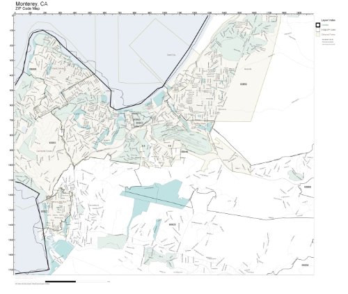 Amazon.com : ZIP Code Wall Map of Monterey, CA ZIP Code Map Laminated ...