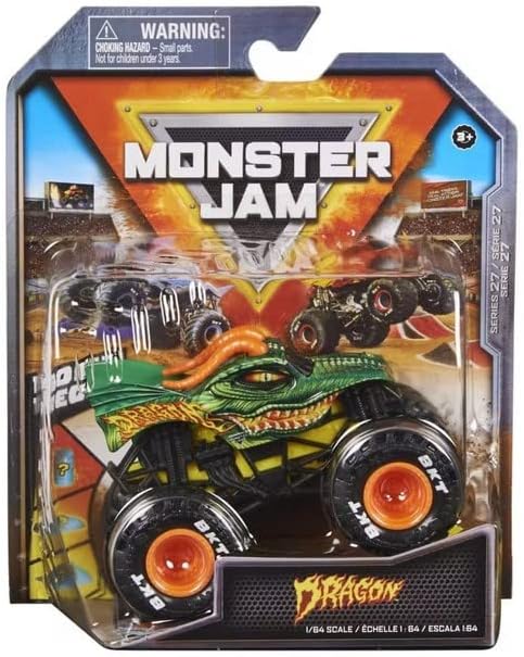 Amazon.com: Monster Jam Dragon Truck, Series 27, Green, 1:64 Scale ...