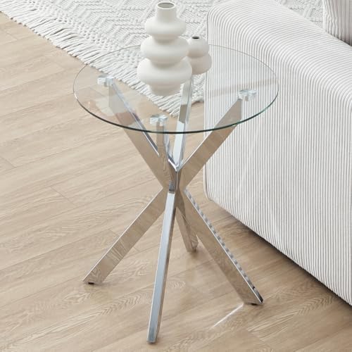 Amazon.com: Rutledge & King Round End Table - Silver End Table with ...