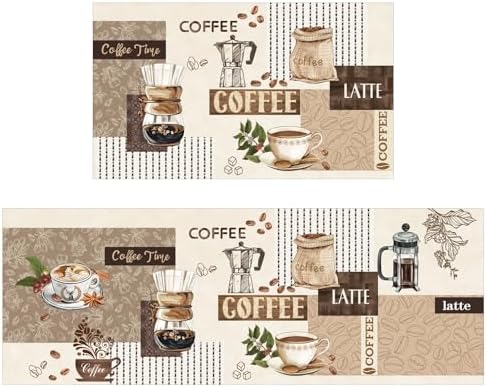 Amazon.com: JWXCBIM Coffee Kitchen Rug 2 Piece Set, Farmhouse Style ...