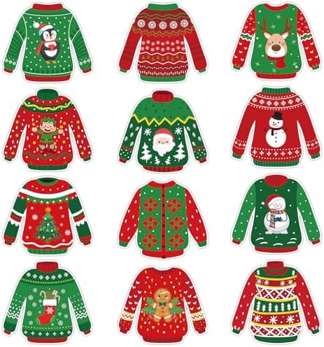 Amazon.com: 48Pcs Christmas Ugly Sweater Cutouts Classroom Bulletin ...