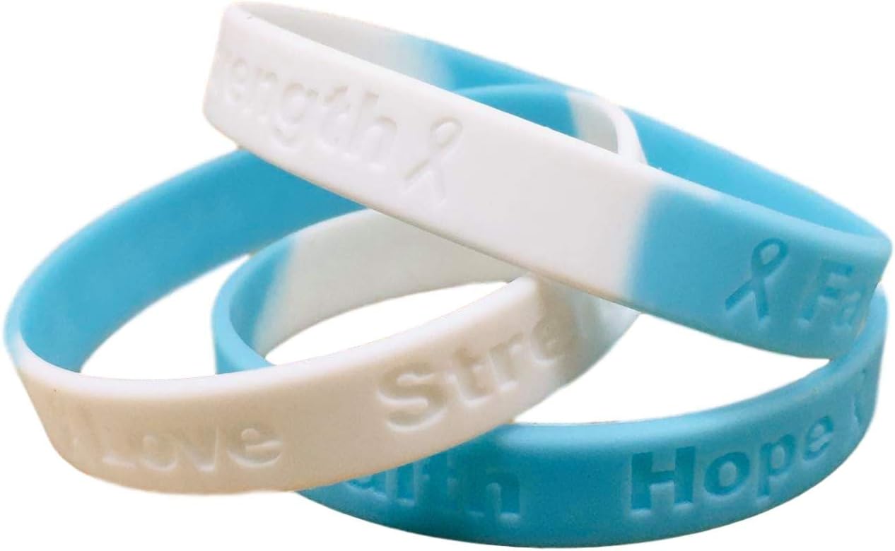 Amazon.com: 5 Light Blue And White Prostate Cancer Silicone Awareness ...