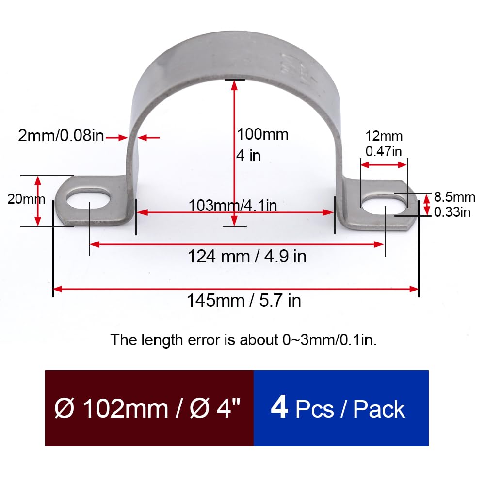 MgcTolBox Heavy Duty Pipe Strap Clamp 4″,Pipe Mounting U-Brackets ...