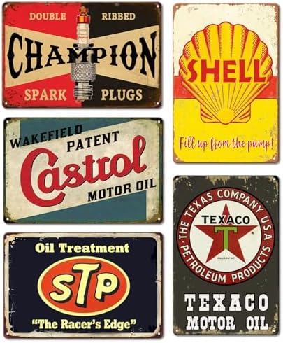 Amazon.com: 24 Pieces Gas and Oil Tin Signs, Retro Vintage Metal Sign ...