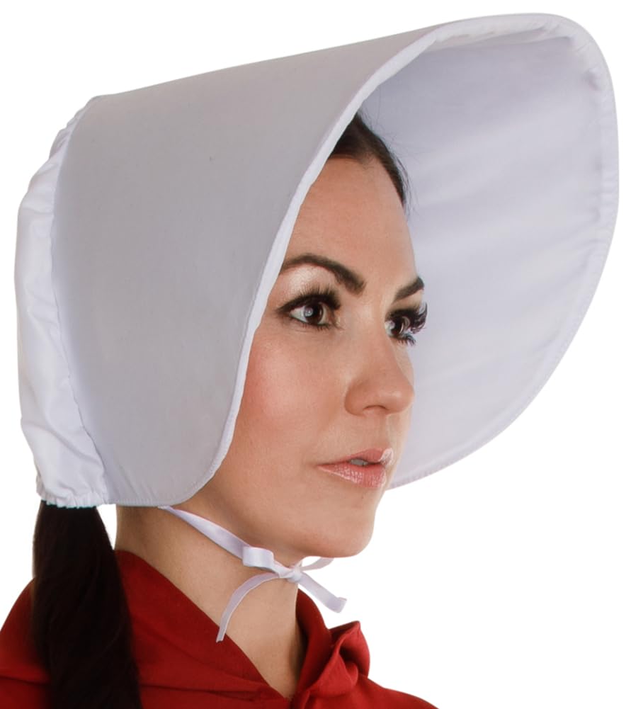 Amazon.com: Adult's Handmaid White Bonnet with Peak Costume Accessory ...