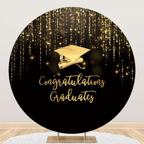 Amazon.com : Renaiss 7.2x7.2ft Congratulations Graduates Round Backdrop ...