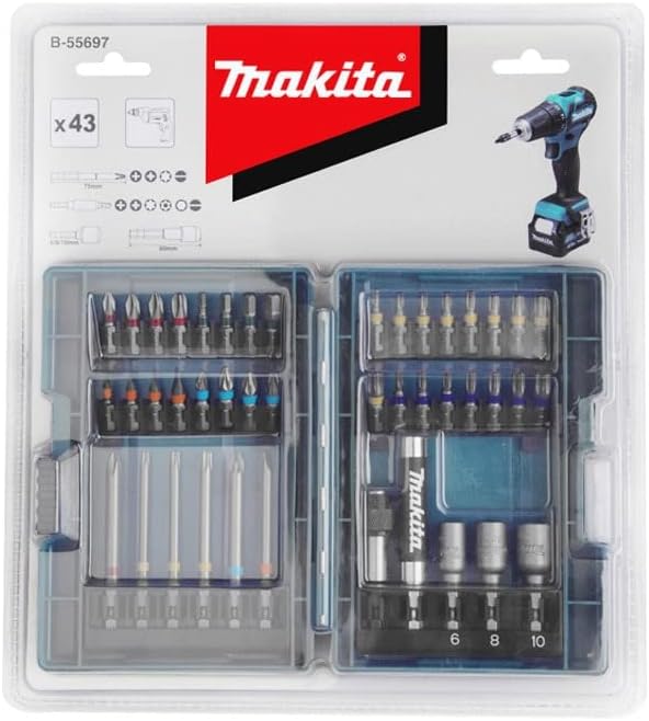 Amazon | マキタ(Makita)2点セット(インパクトドライバー用 ビット ソケット 43本入 六角軸6.35㎜ ケース付 B ...