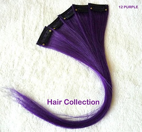 Amazon.com : Hair Collection-12" Purple 100% Human Hair Clip in on ...