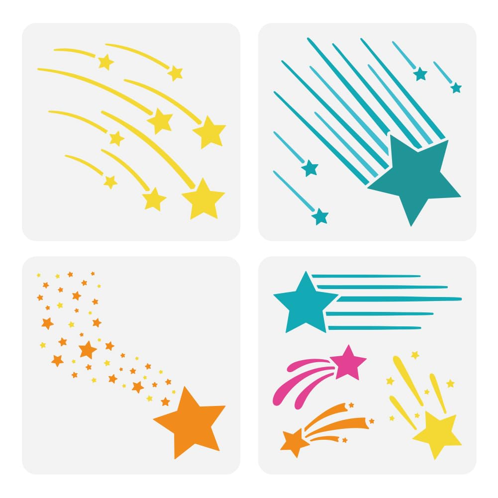FINGERINSPIRE 4PCS Falling Stars Painting Stencils 15x15cm Large ...