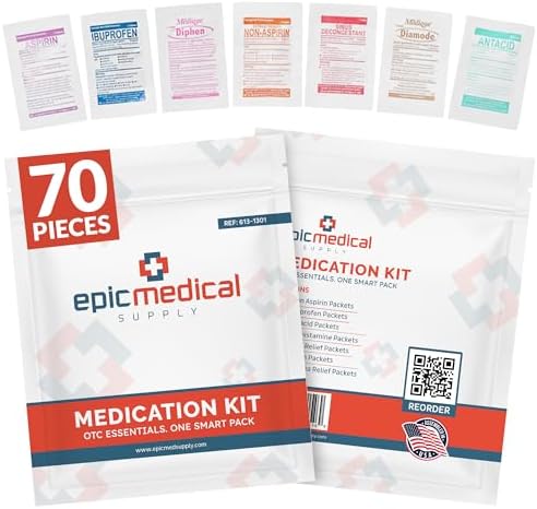 Amazon.com: Epic Medical Supply First Aid Kit Medication Refill – 70 ...