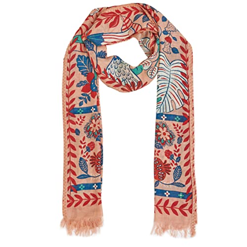 Buy Chumbak Tiger Kingdom Tropical Scarf - Peach, Rectangular at Amazon.in