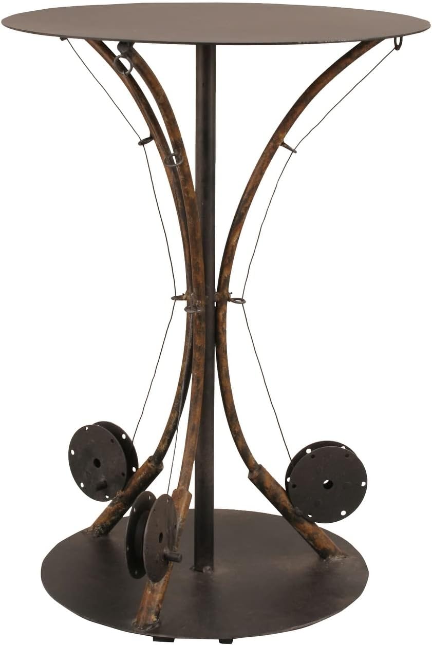 Amazon.com: Rustic Fishing Pole End Table 3 Fly Poles Black Round Metal ...