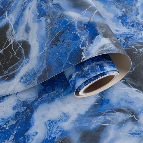 VaryPaper 15.7''x78.7'' Abstract Royal Blue Marble Contact Paper ...