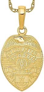 Amazon.com: IceCarats 14K Solid Yellow Gold Police Officer Necklace ...
