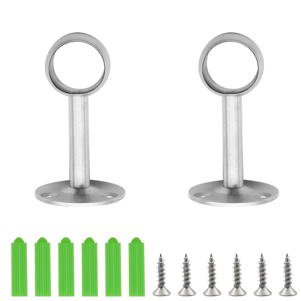 CEEYSEE 2PCS Closet Pole Sockets 19mm Stainless Steel Curtain Rail ...