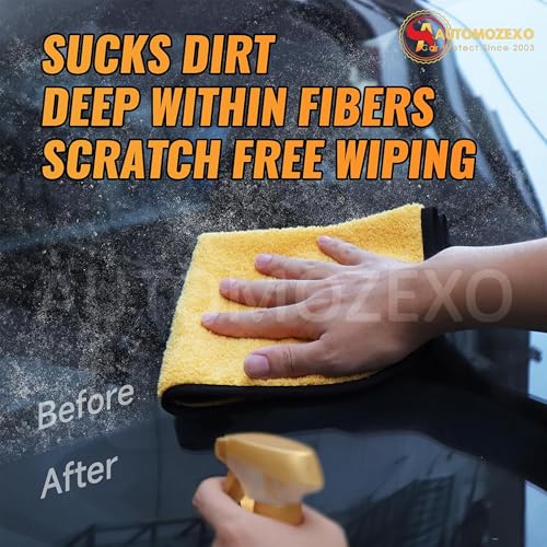 AUTOMOZEXO Pack of 5 Premium Microfiber Cloth for Car Cleaning - Super ...