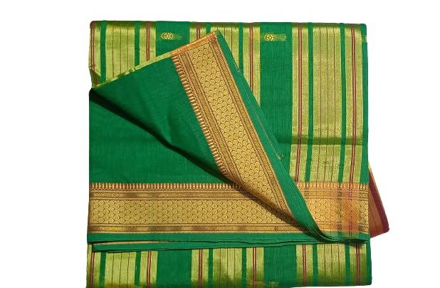 GREEN BIG BORDER NAUVARI LUGDA PAHATNI SAREE, BUTTA SAREE, DESINER ...