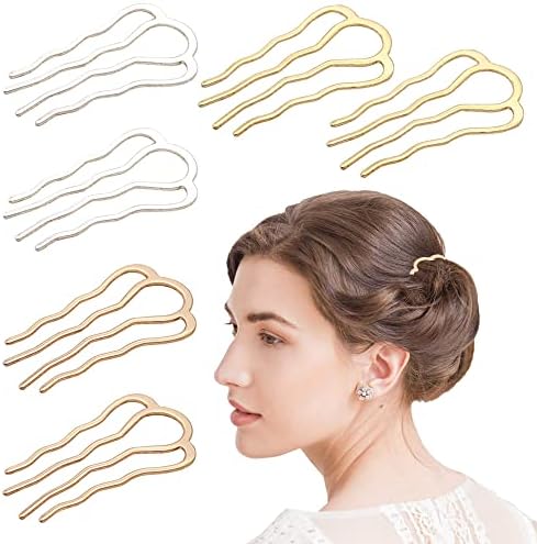 Amazon.com : 6 Pcs Hair Fork Clip Metal Hair Side Combs Bun Updo Hair ...