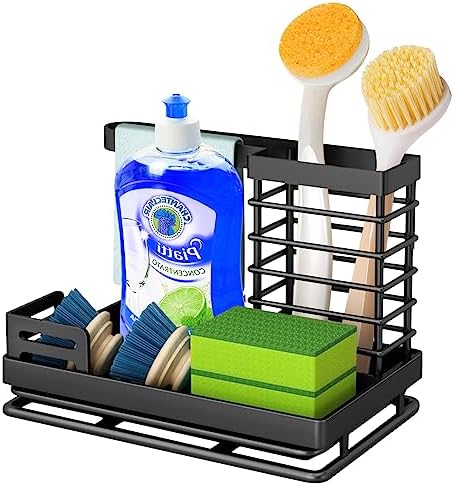 Kitchen Sponge Holder Sink Organizer, Scrub Sponge Soap Brush Dishrag ...