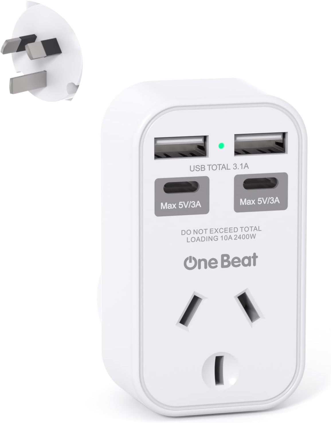 One Beat Power Board,Power Strip with 4 USB Ports(2 USB-C),No Cord ...