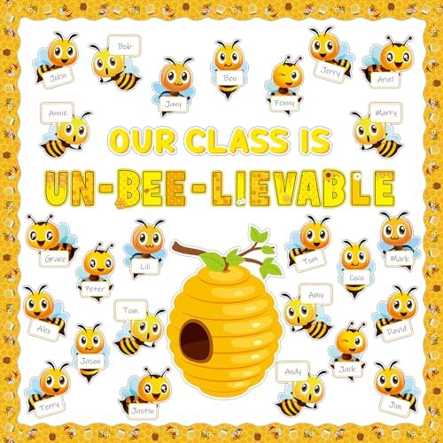 Amazon.com : Qilery 103 Pcs Bee Amazing Bulletin Board Sets Cute Bee ...