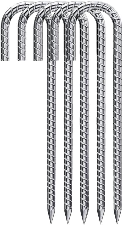 flintronic 6PCS Galvanised Steel Heavy Duty Tent Pegs, Steel Ground ...