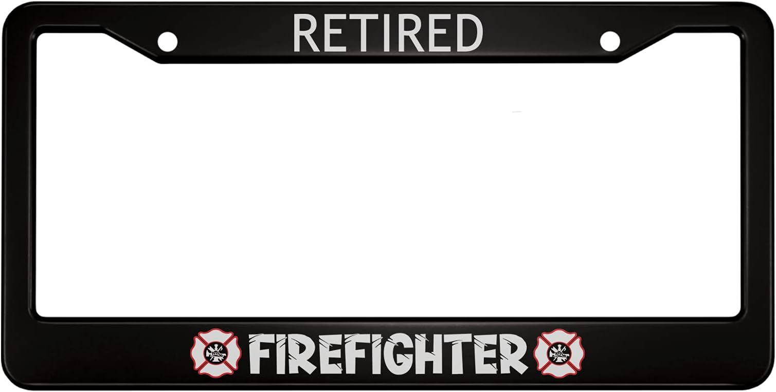 Amazon.com: Premium Firefighter Diamond Metal License Plate Frame Cover ...