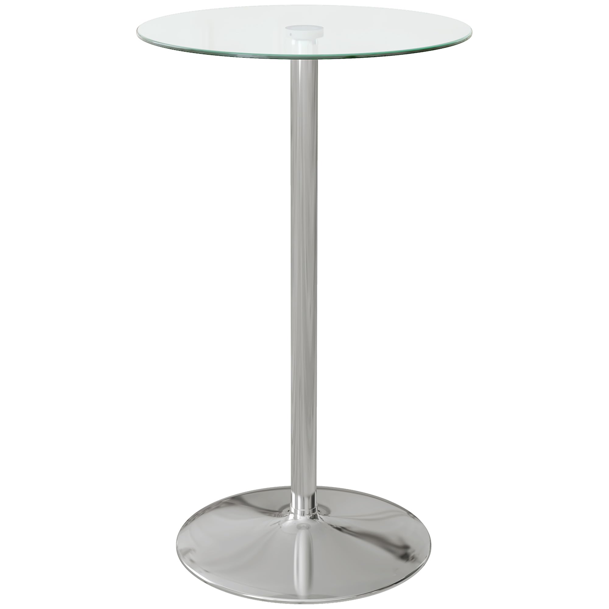 HOMCOM Round Bar Table, Modern Bistro Table with Tempered Glass Top and ...