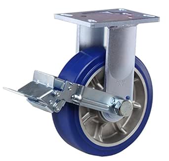 FOOT MASTER GF-200-BSF-MUD Heavy Duty Caster, 200 mm Polyruethane Wheel, Galvanized Zinc, Forged ...