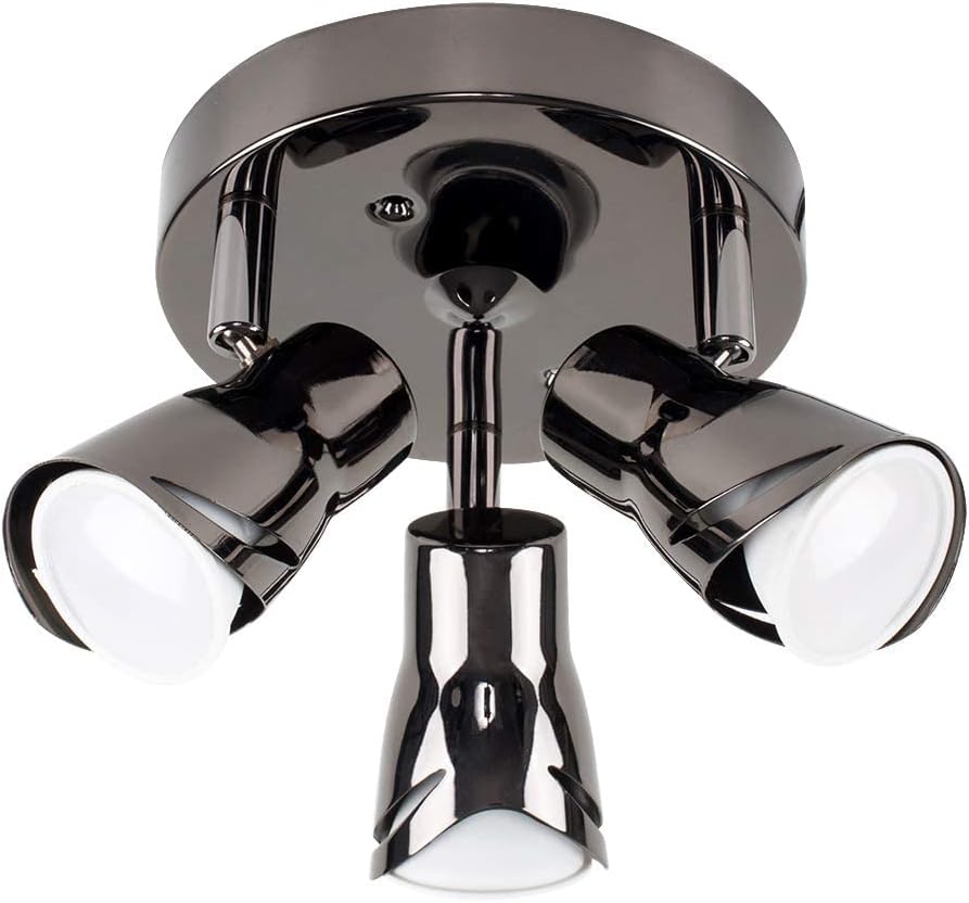 MiniSun Modern Black Chrome 3 Way Sleek Round Adjustable Ceiling ...