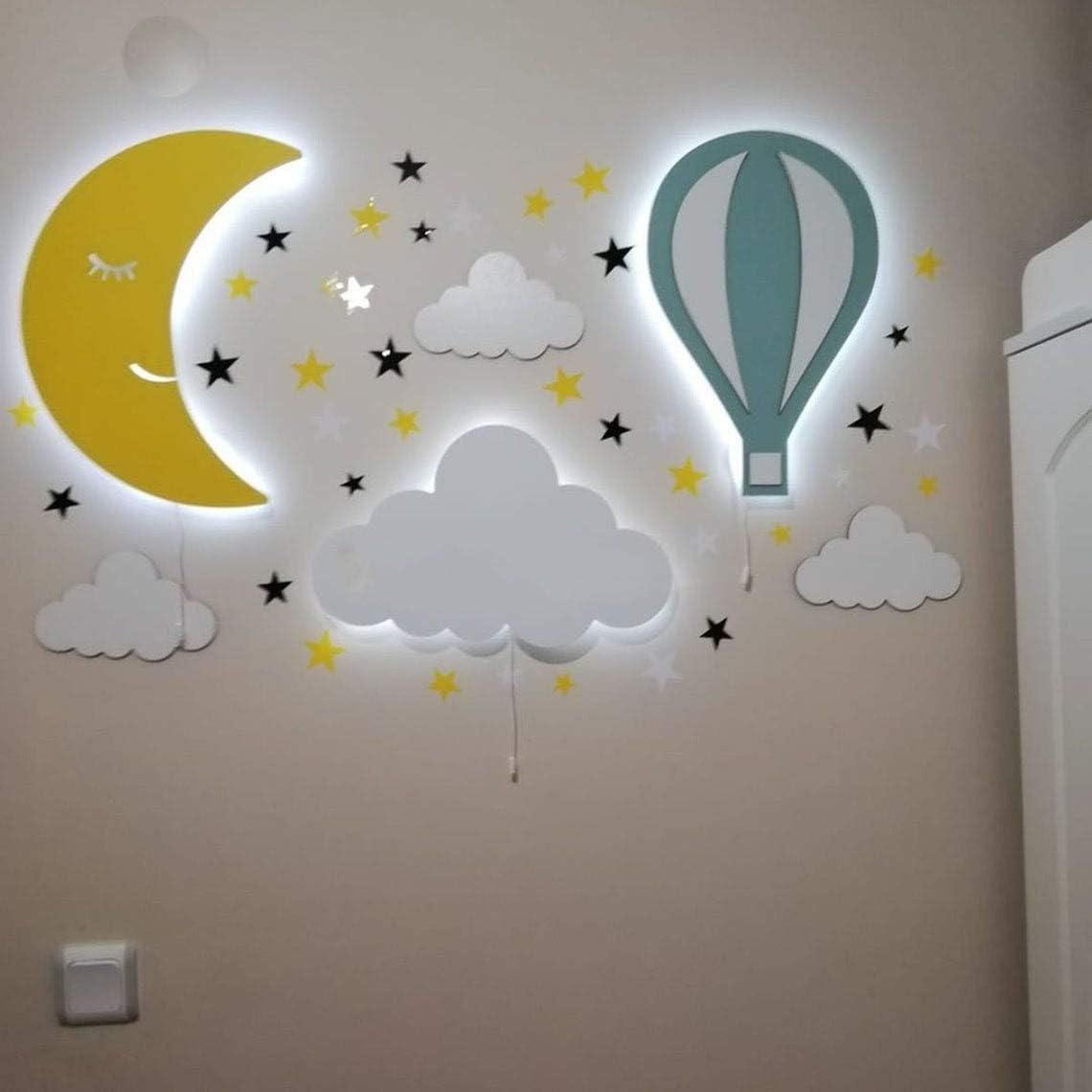 Buy Minalshilpkarini Kids Wall Light Baby Wooden LED Night Lamp ...