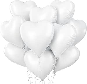 Amazon.com: Biapian White Heart Balloons Helium, 10PCS White Foil Heart ...