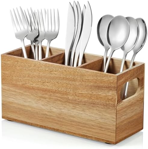 Amazon.com - Ikee Design Wooden Flateware Utensil Caddy with Handles ...